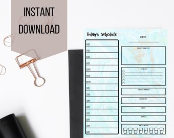 Blue Digital Daily Planner Printable - Etsy