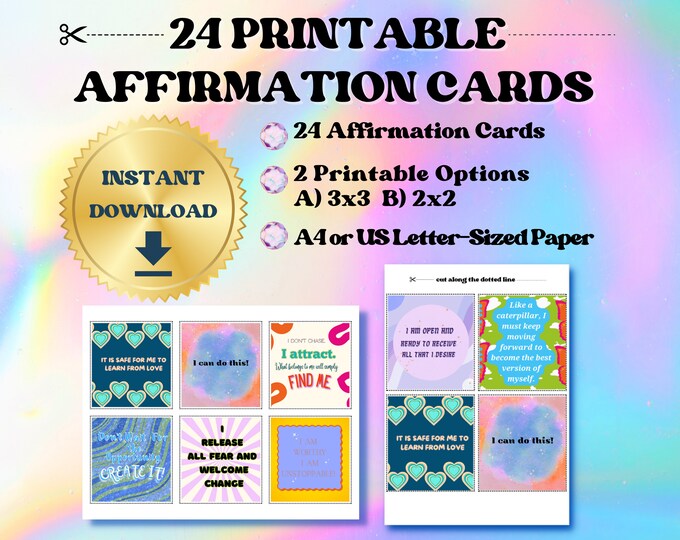 24 AFFIRMATION CARDS - Printable - Etsy