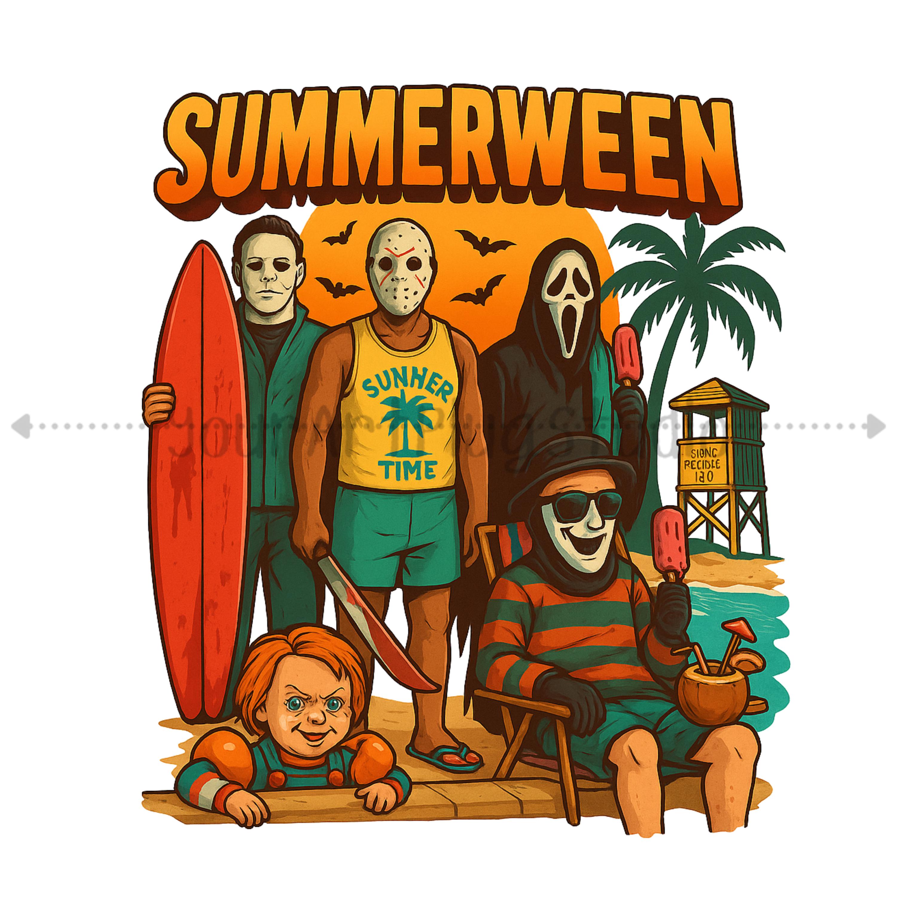 Summerween Horror Beach PNG, JPG, SVG | Halloween in Summer Clipart ...