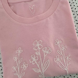 Embroidered Organic Cotton Forget Me Not T-shirt, Flowers, Forget Me ...