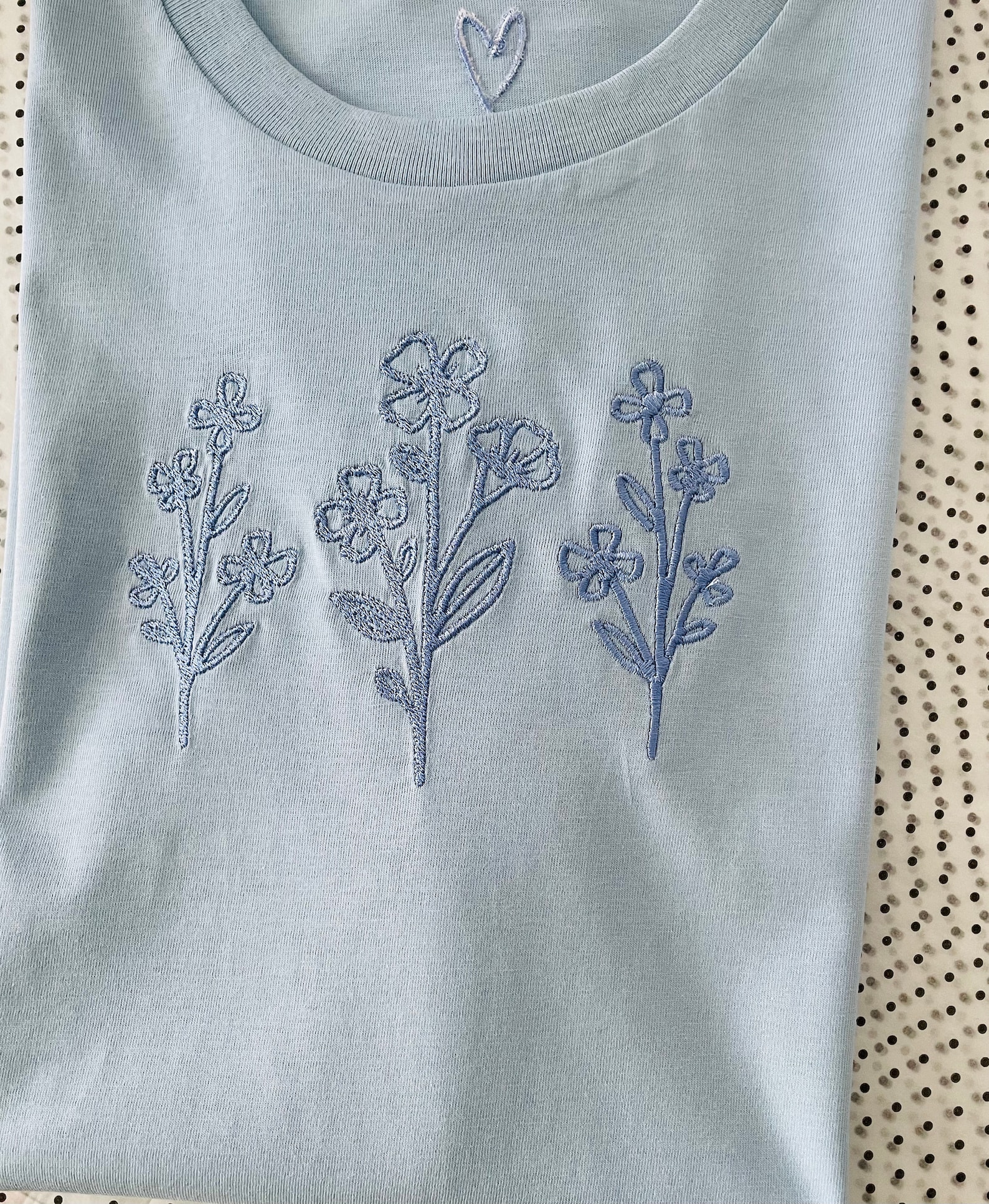 Embroidered Organic Cotton Forget Me Not T-shirt, Flowers, Forget Me ...