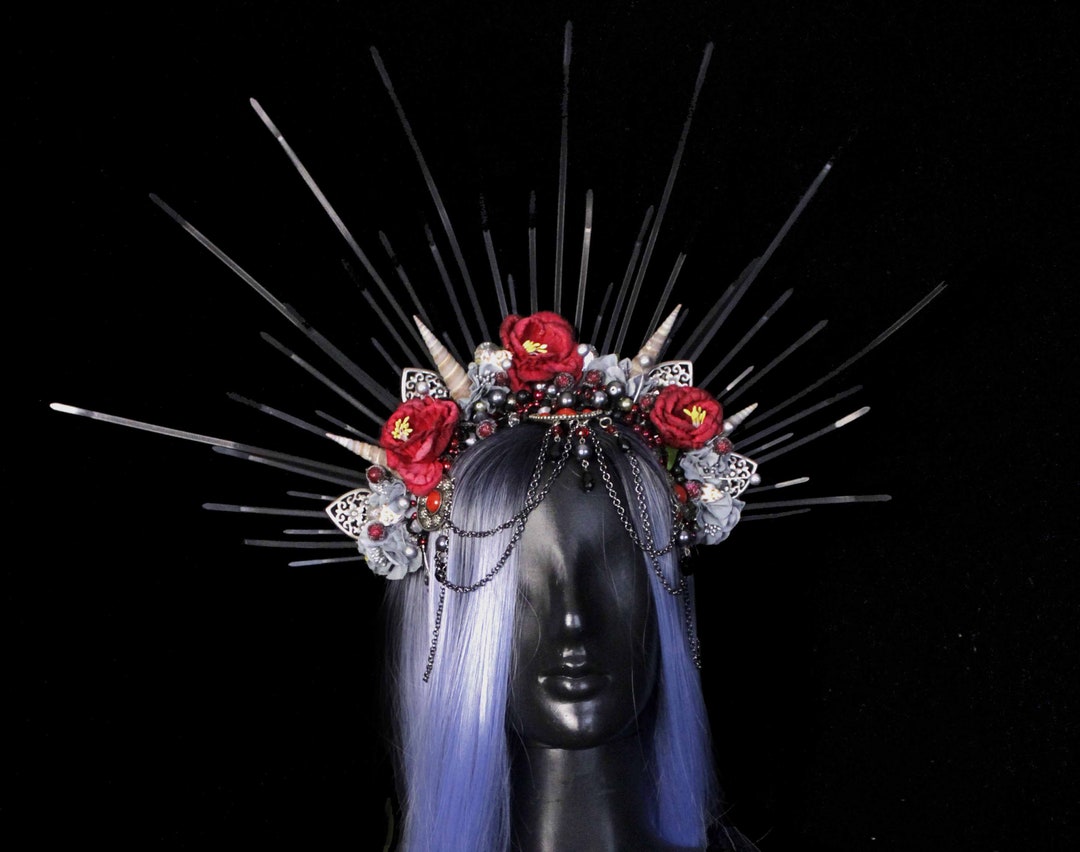 Flower Queen Crown Gala Headband Halo Headpiece Wedding - Etsy