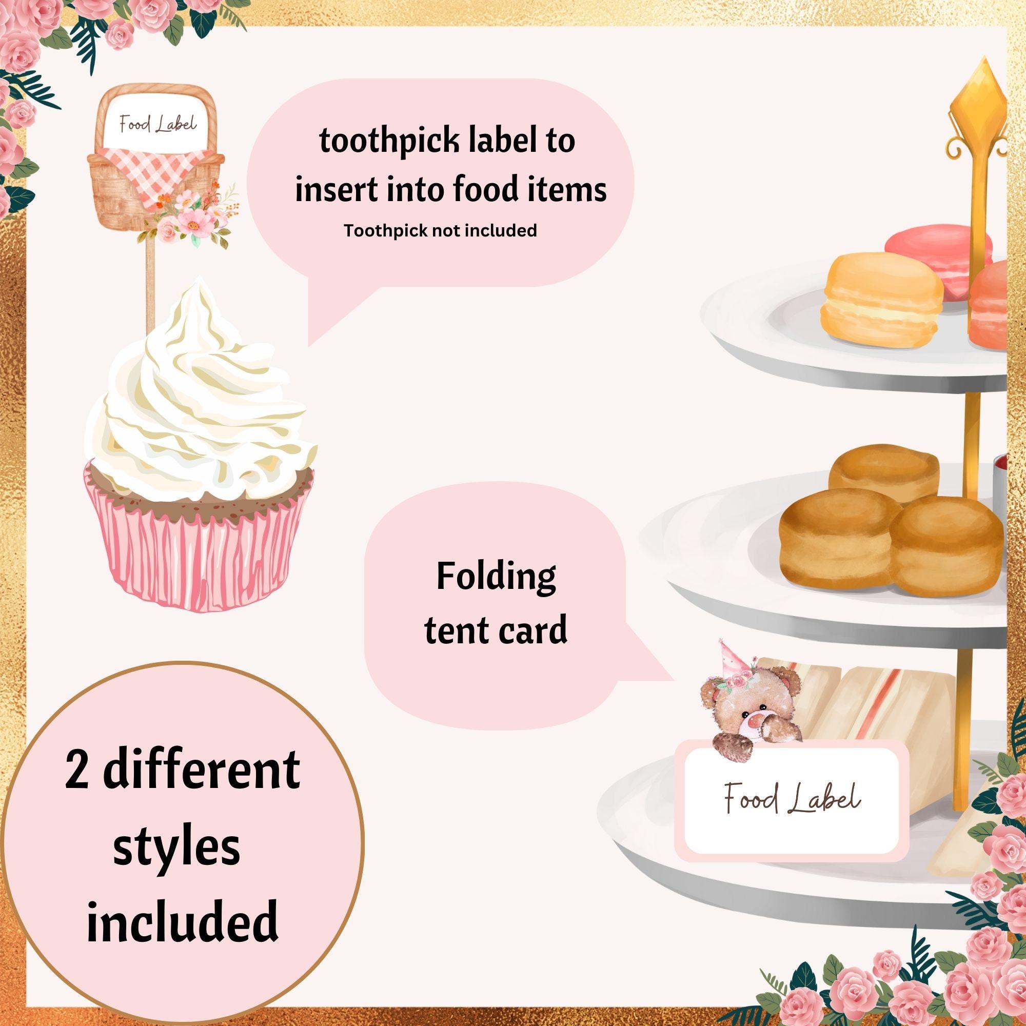 Teddy Bear Picnic Food Labels | Customizable Printable Canva Template ...