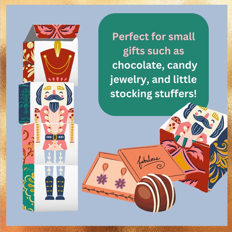 Stacking Nutcracker Gift Boxes Printable Instant Download for Stocking ...