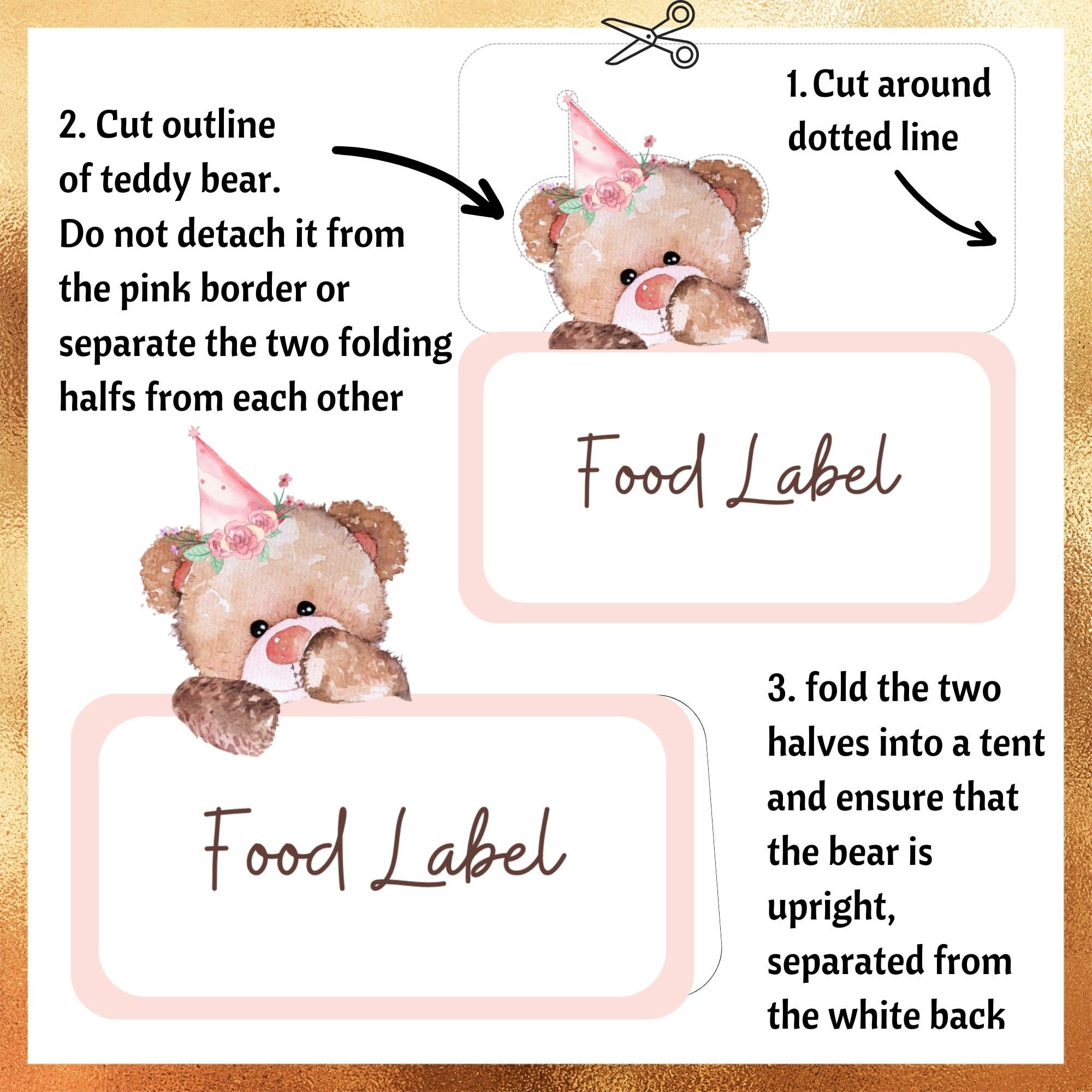 Teddy Bear Picnic Food Labels | Customizable Printable Canva Template ...