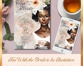 Tea With the Bride to Be Invitation | Printable Canva Template | Bridal ...