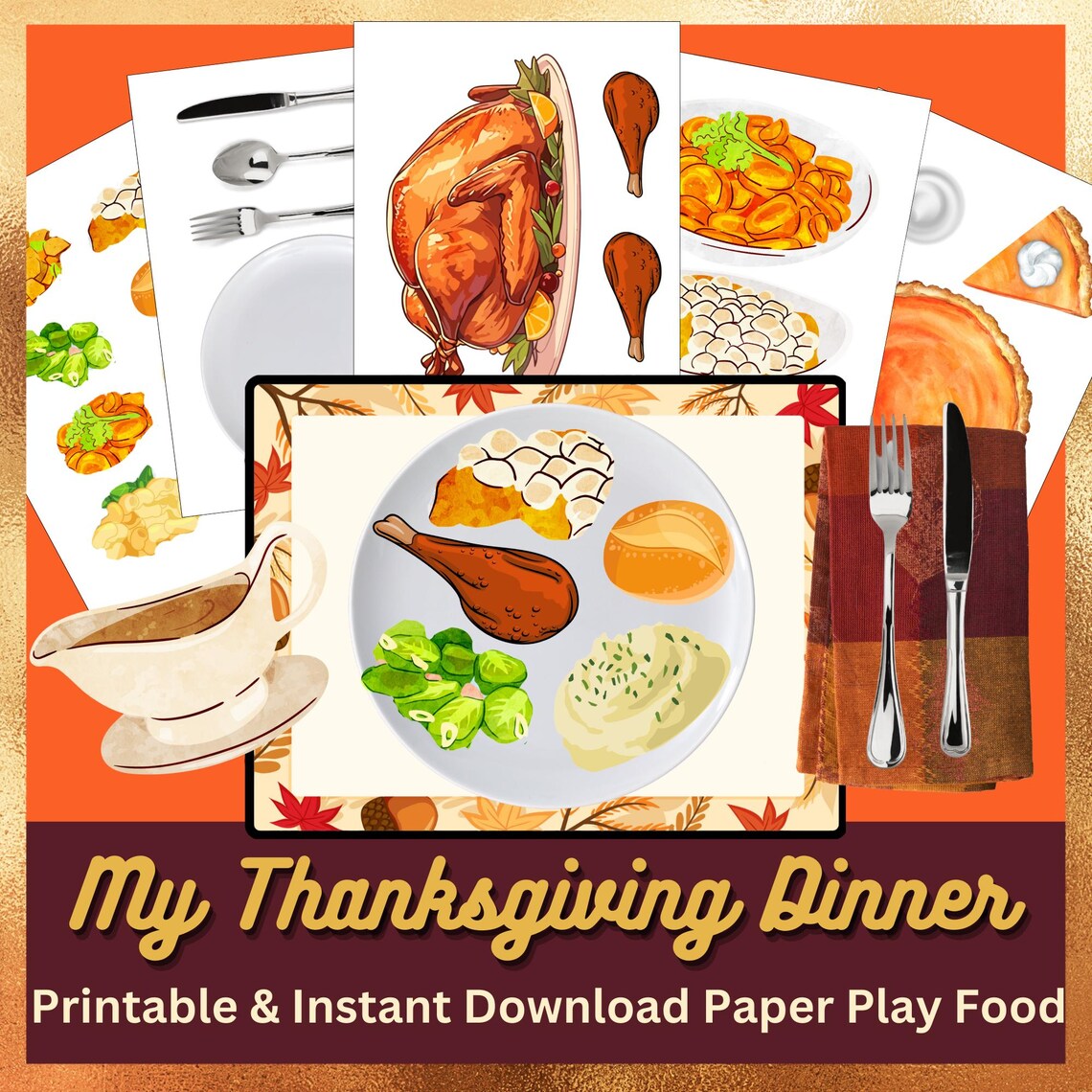 My Thanksgiving Dinner | Printable Play Food | Thanksgiving Holiday ...