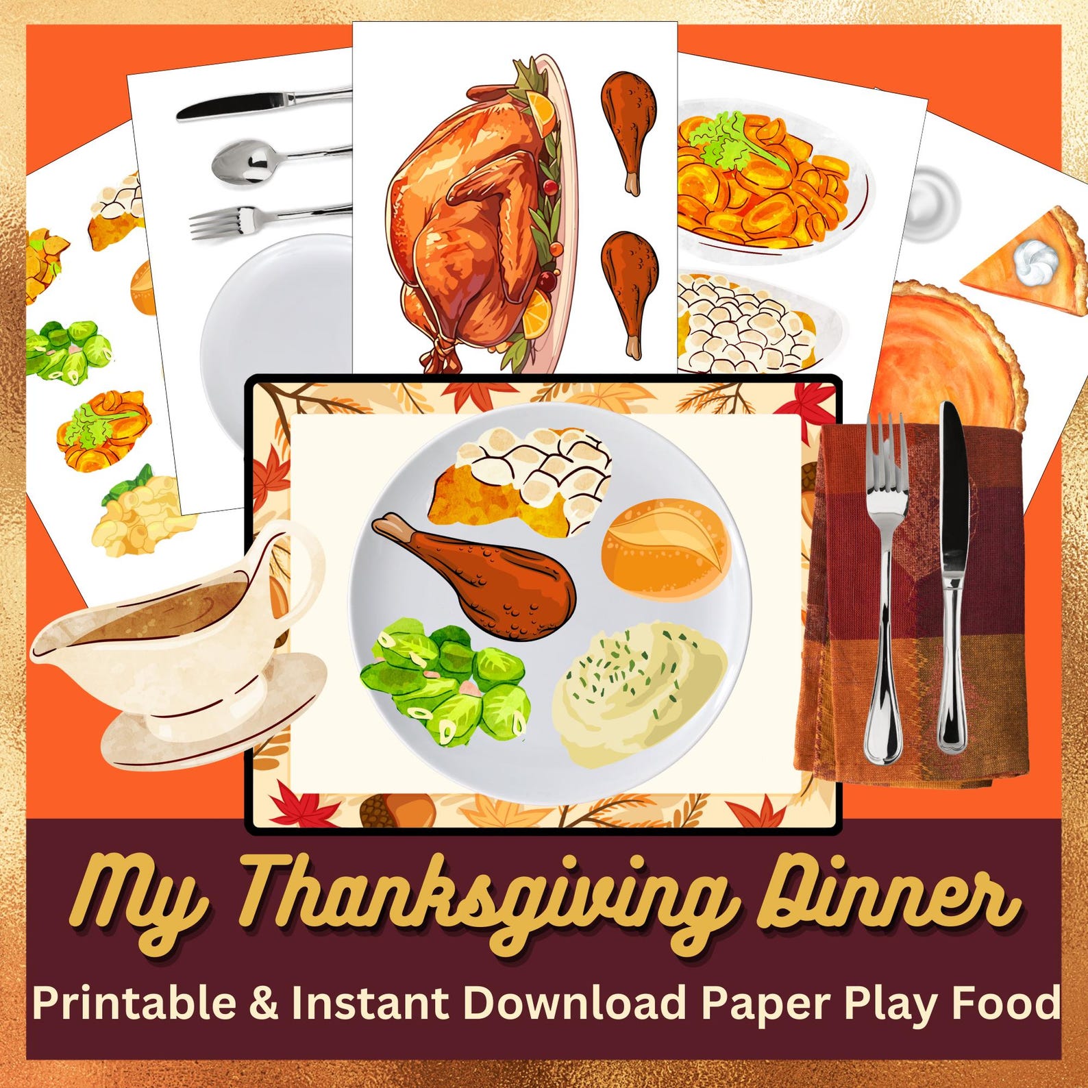 My Thanksgiving Dinner | Printable Play Food | Thanksgiving Holiday ...