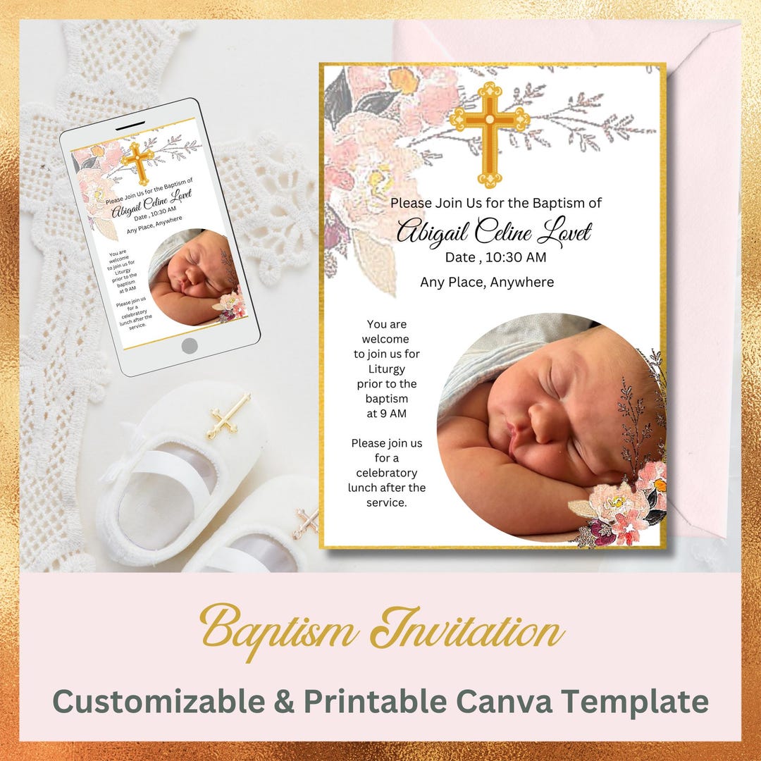 Baptism Invitation Template: Elegant Christian Celebration (canva ...