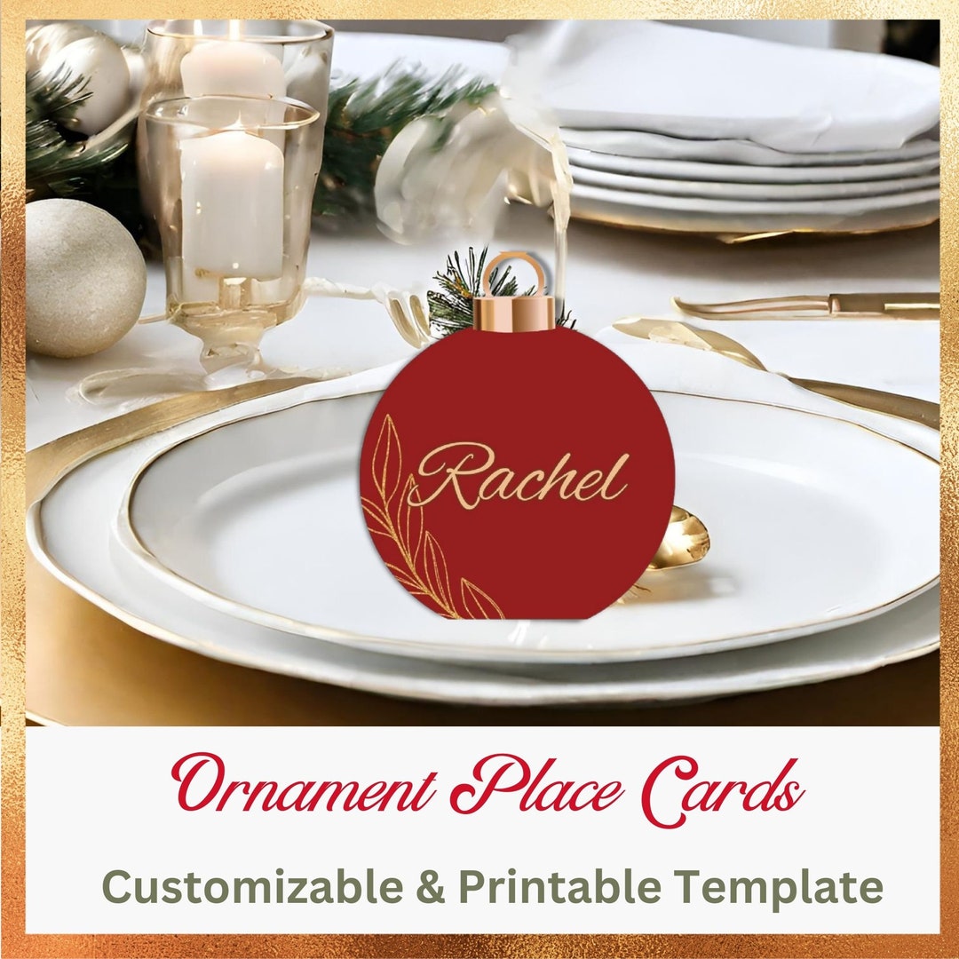 Christmas Ornament Place Card Food Label Printable Customizable Canva ...