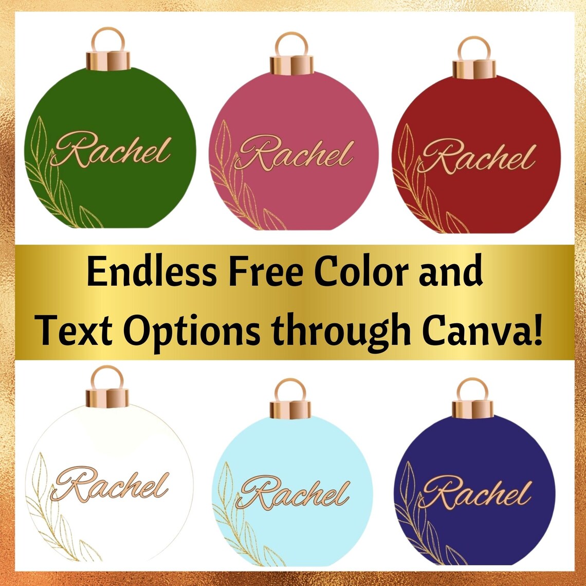 Christmas Ornament Place Card Food Label Printable Customizable Canva ...