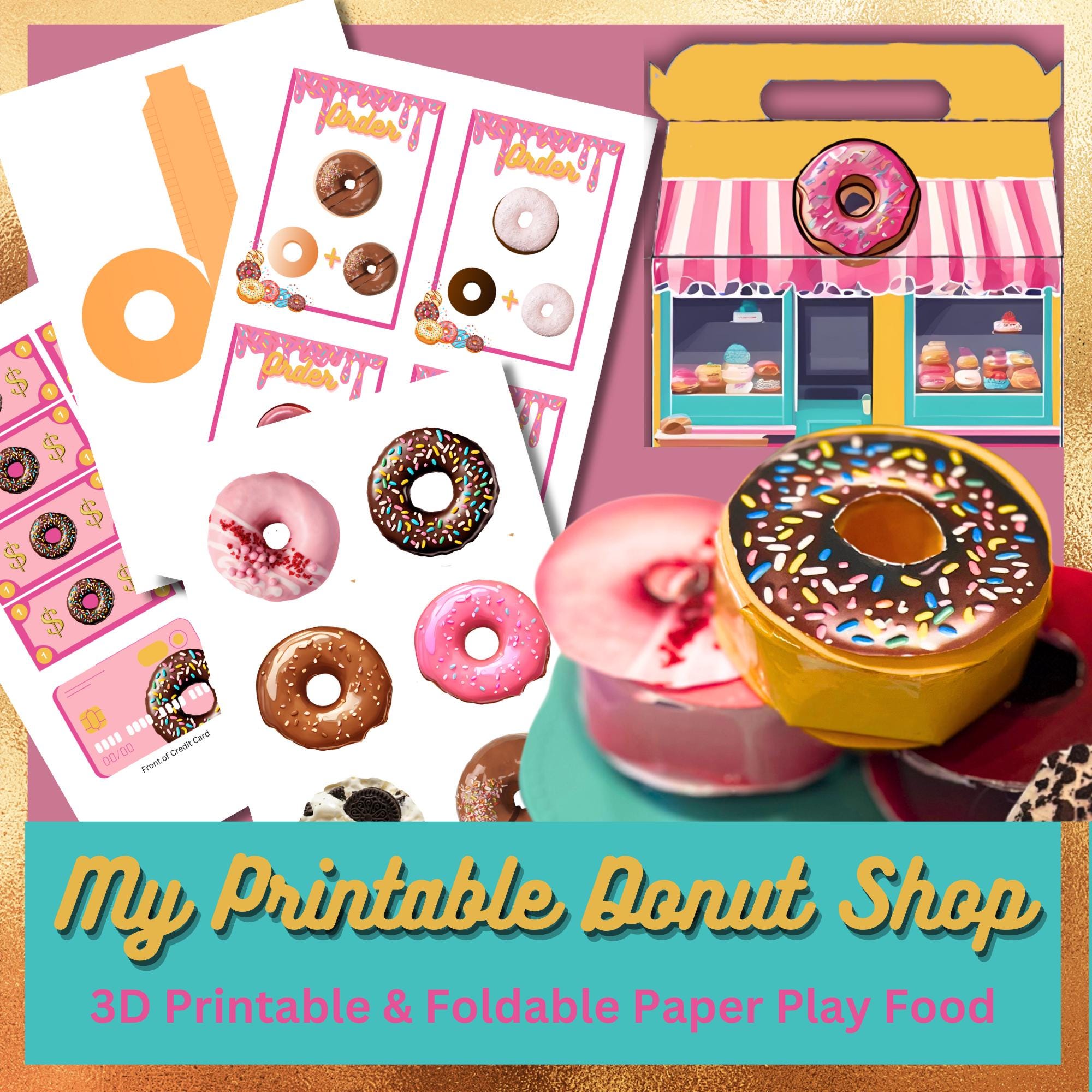 3D Paper Donut Shop | Printable, Foldable | Dramatic Pretend Play ...
