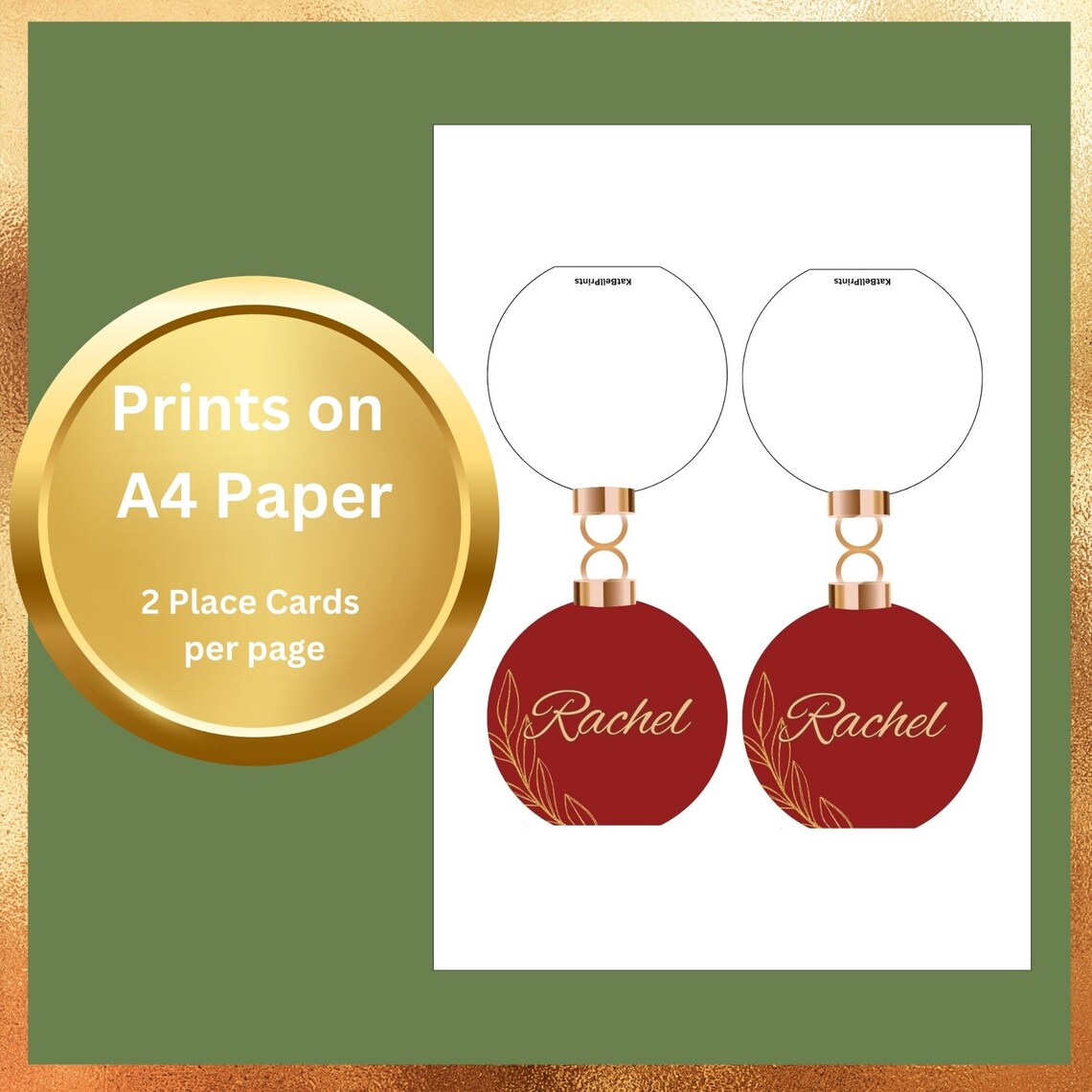 Christmas Ornament Place Card Food Label Printable Customizable Canva ...