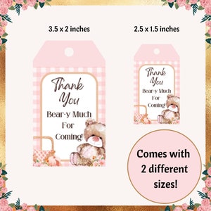 Thank You Beary Much Teddy Bear Picnic Tags | Digital Printable ...