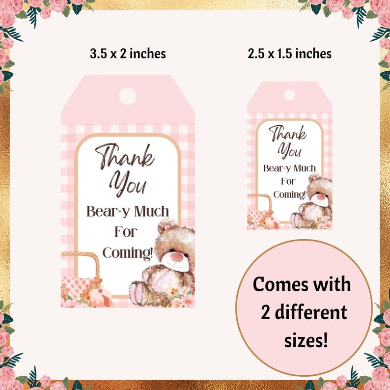 Thank You Beary Much Teddy Bear Picnic Tags | Digital Printable ...