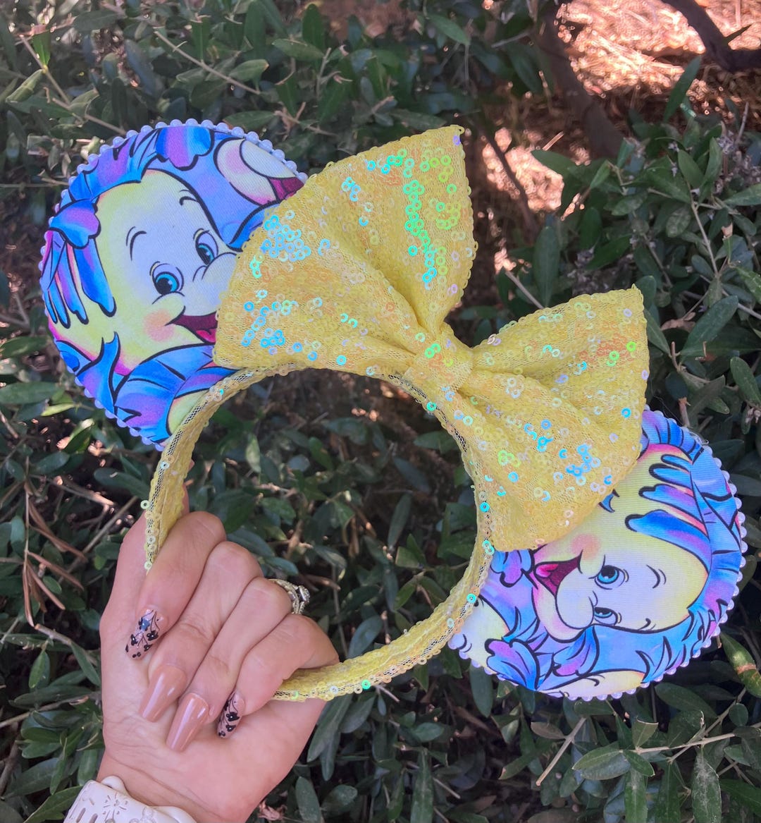 Little Mermaid Ariel’s Sidekick Flounder Minnie Mouse Ears Headband - Etsy