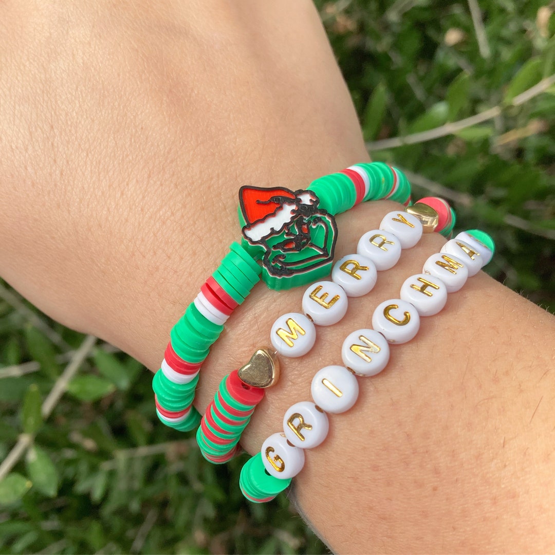 Merry Grinchmas Stack Bracelet Set. the Grinch Bracelet - Etsy