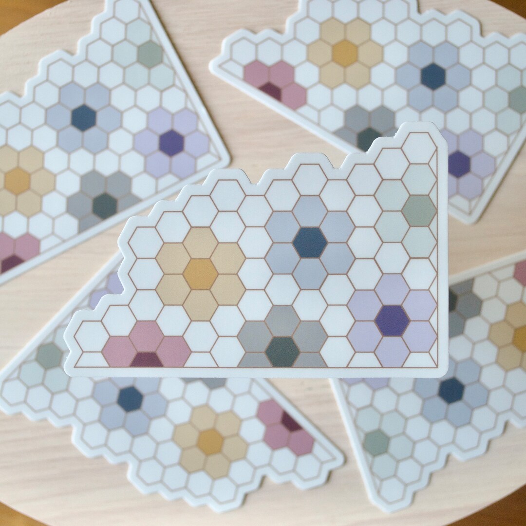 Hexie Flower Garden Sticker, EPP Star, Vinyl Sticker, Sewing Gift ...