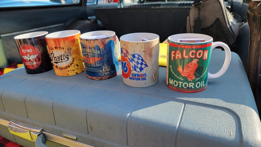 Vintage Oil Label Coffee Mug: Rustic Automotive Gift - Etsy