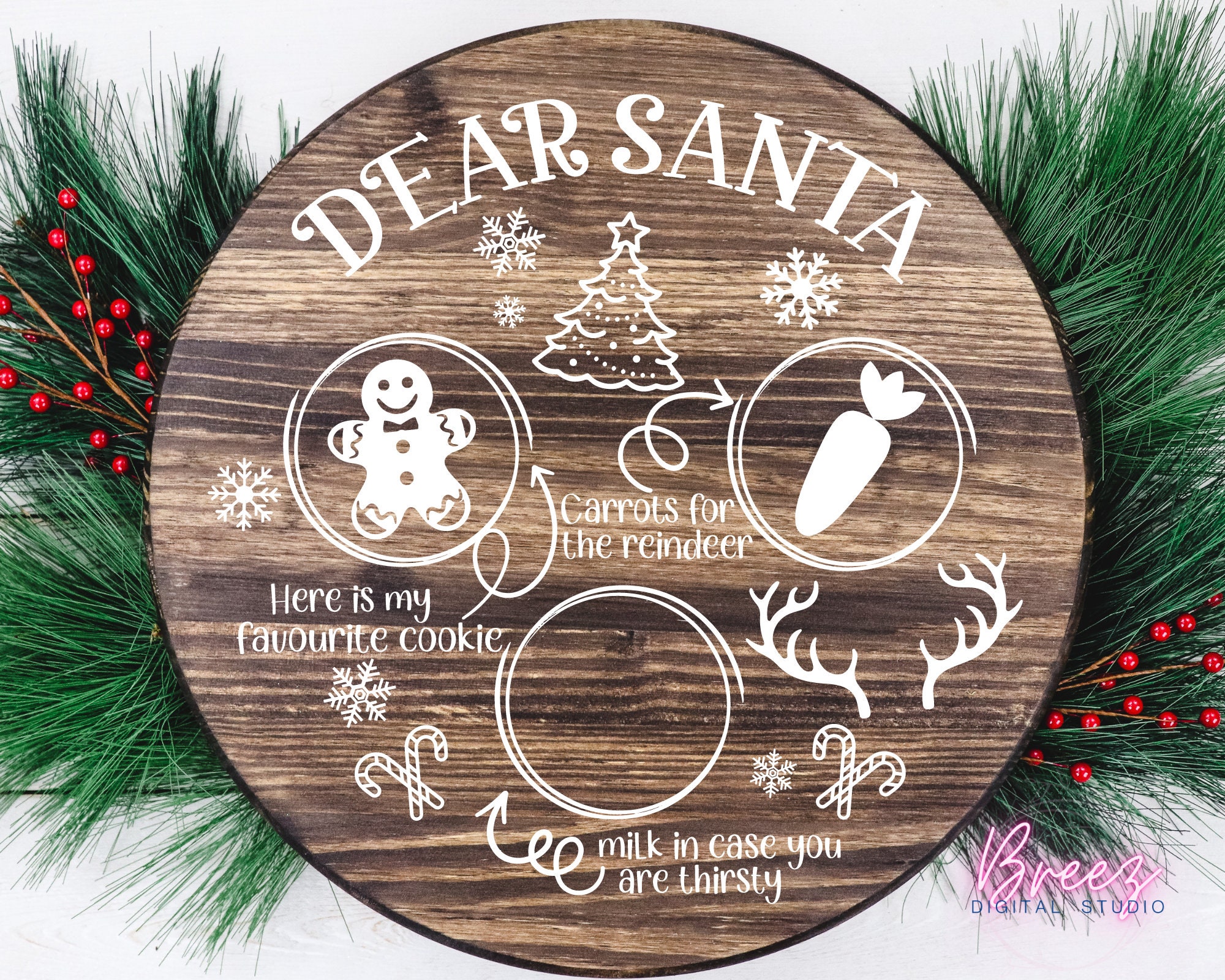 Santa Tray Svg, Cookies for Santa Tray Svg, Dear Santa Cookies and Milk ...