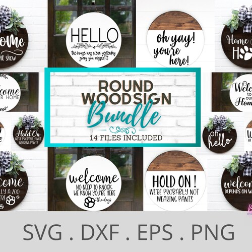 Funny Round Signs SVG Bundle Round SVG Files Door Hanger | Etsy
