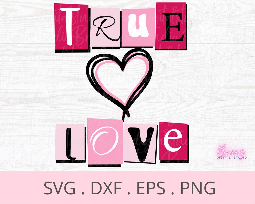 True Love SVG Valentine SVG Faux Cutout Lettering SVG Love - Etsy