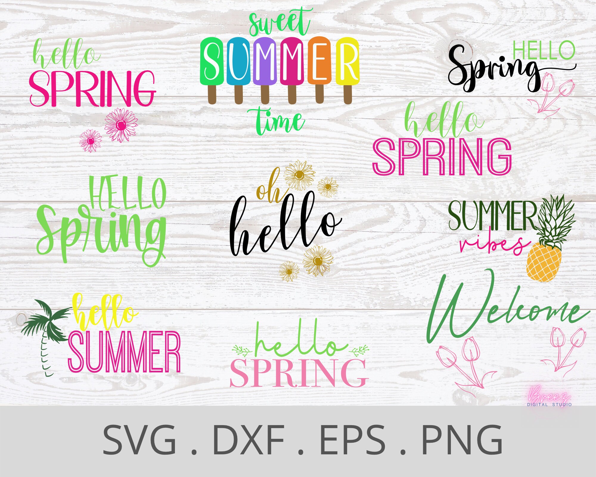 Door Hanger SVG for Cricut, Spring Signs SVG Bundle, Round Door Sign ...