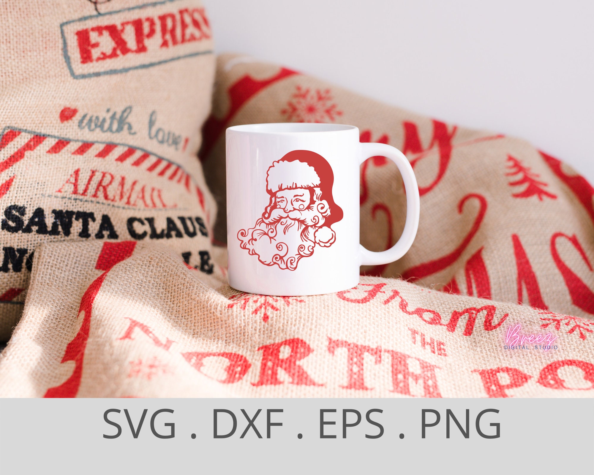 Santa Face Svg, Santa Claus Svg, Santa Clipart, Father Christmas Svg ...