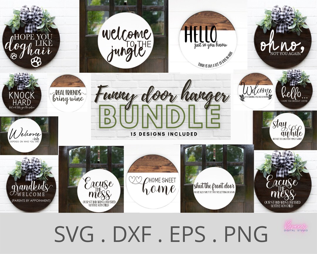 Door Hanger Svg For Cricut Round Signs Svg Bundle Round Svg Files