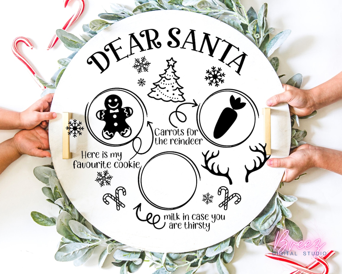 Santa Tray Svg, Cookies for Santa Tray Svg, Dear Santa Cookies and Milk ...