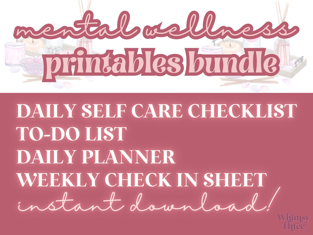 Mental Wellness Printable Checklist Bundle, To-do List, Daily Planner ...