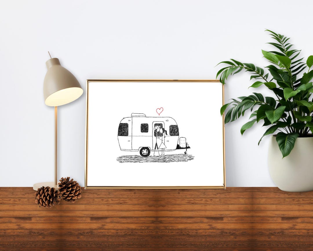 Canoodle Doodles No. 13 Art Print: Kissing Stick Figure Couple ...
