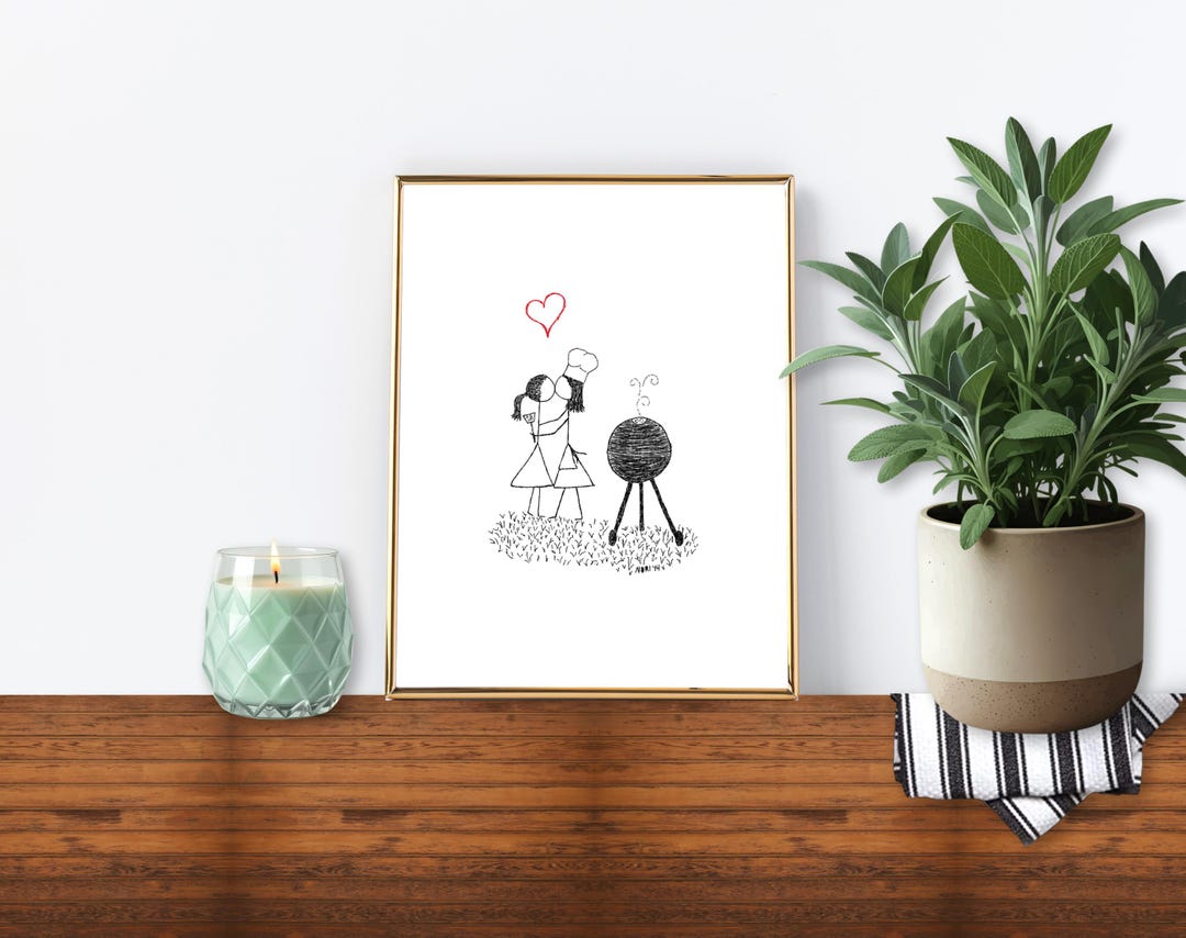 Canoodle Doodles No. 16 Art Print: Kissing Stick Figure Lesbian Couple ...