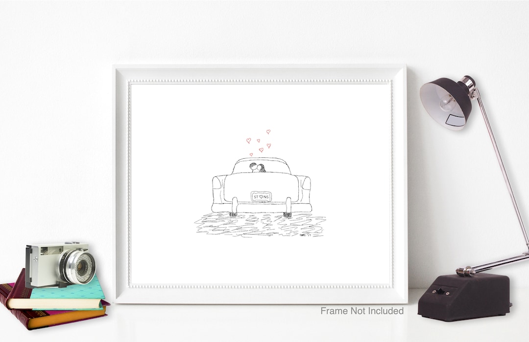 Canoodle Doodles No. 3 - Classic Car / CUSTOM License Plate // UNFRAMED ...