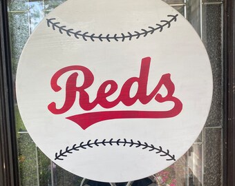 12 Cincinnati Reds Wood Round Door Sign Welcome to Our Home MLB Front ...