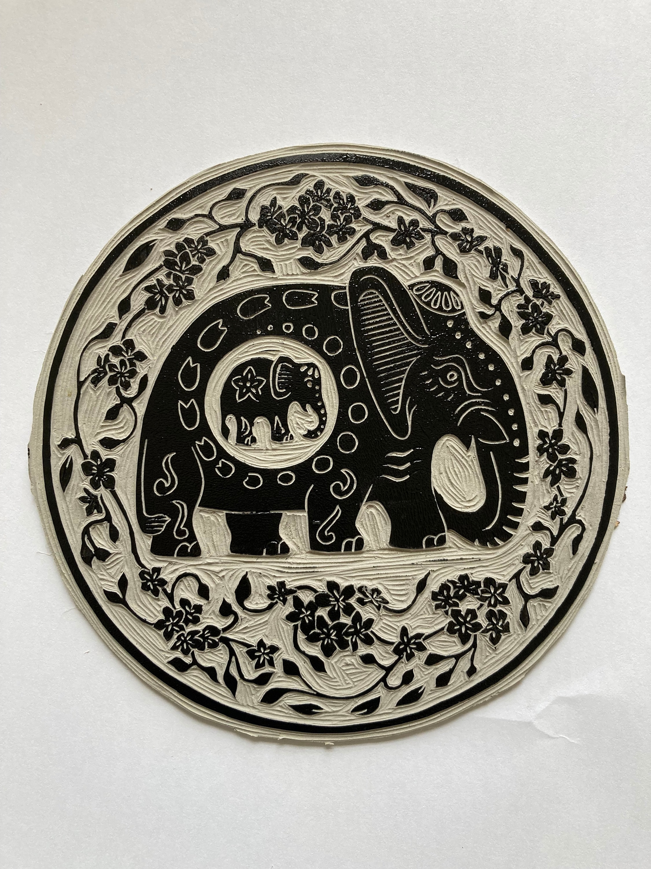 Elephant and Child Forget Me Not Limited Edition Lino Print - Etsy