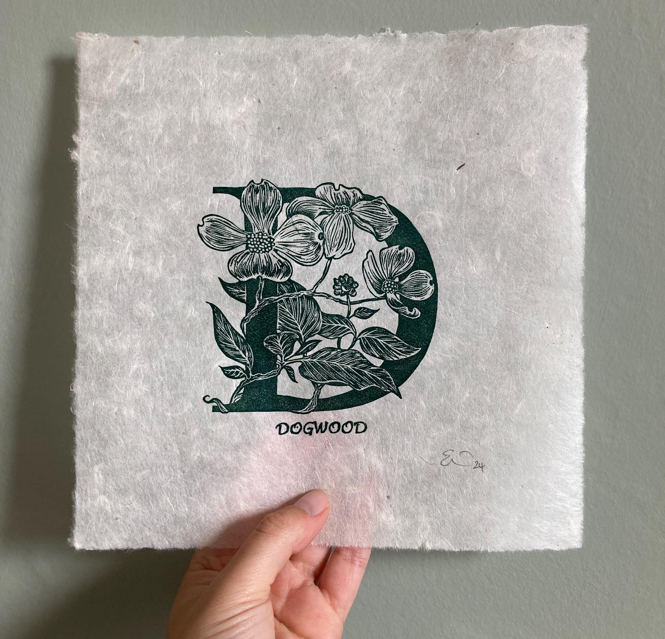 Letter D & F Tree Alphabet Series Lino Print - Dogwood Fig - Etsy