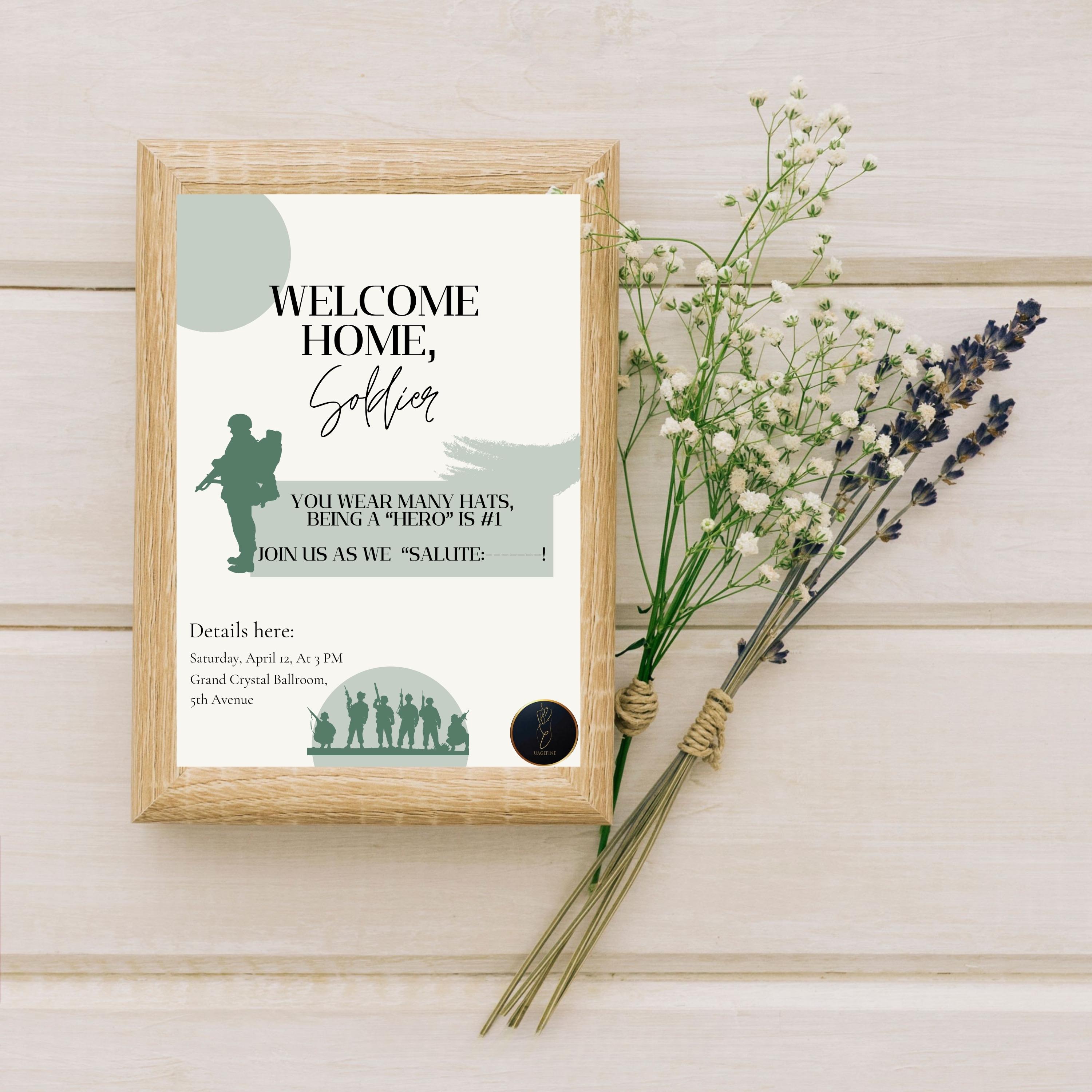 Customized Military Welcome Home Invite | Editable Soldier Homecoming ...