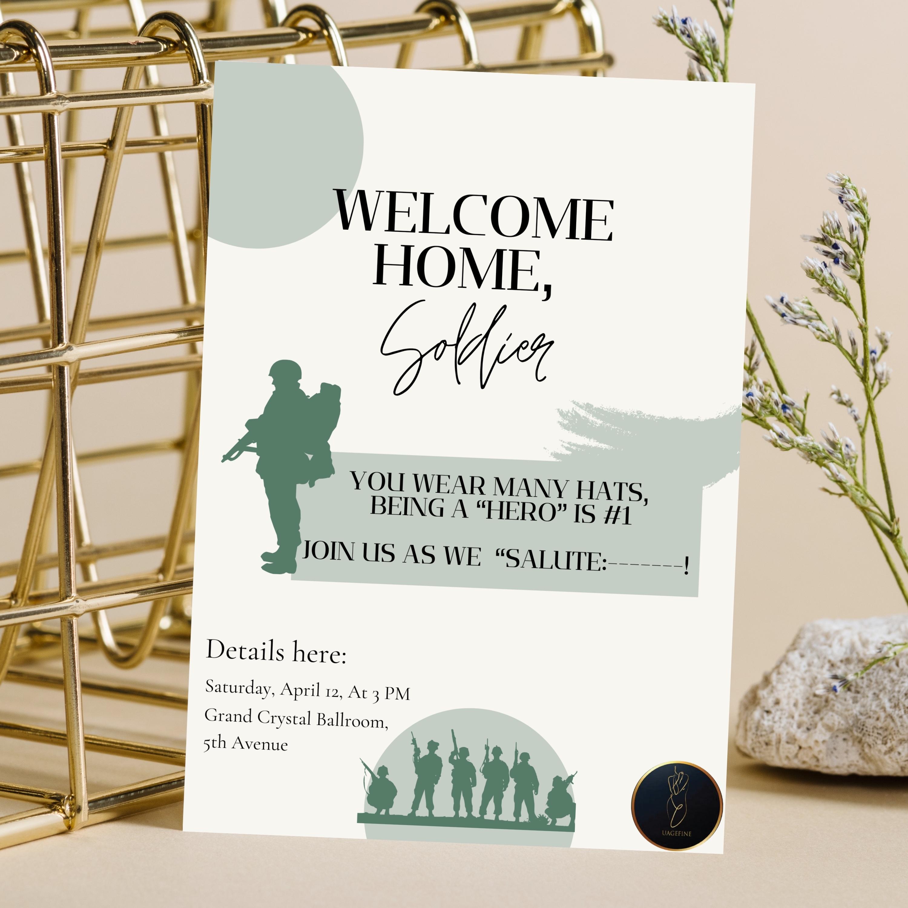 Customized Military Welcome Home Invite | Editable Soldier Homecoming ...