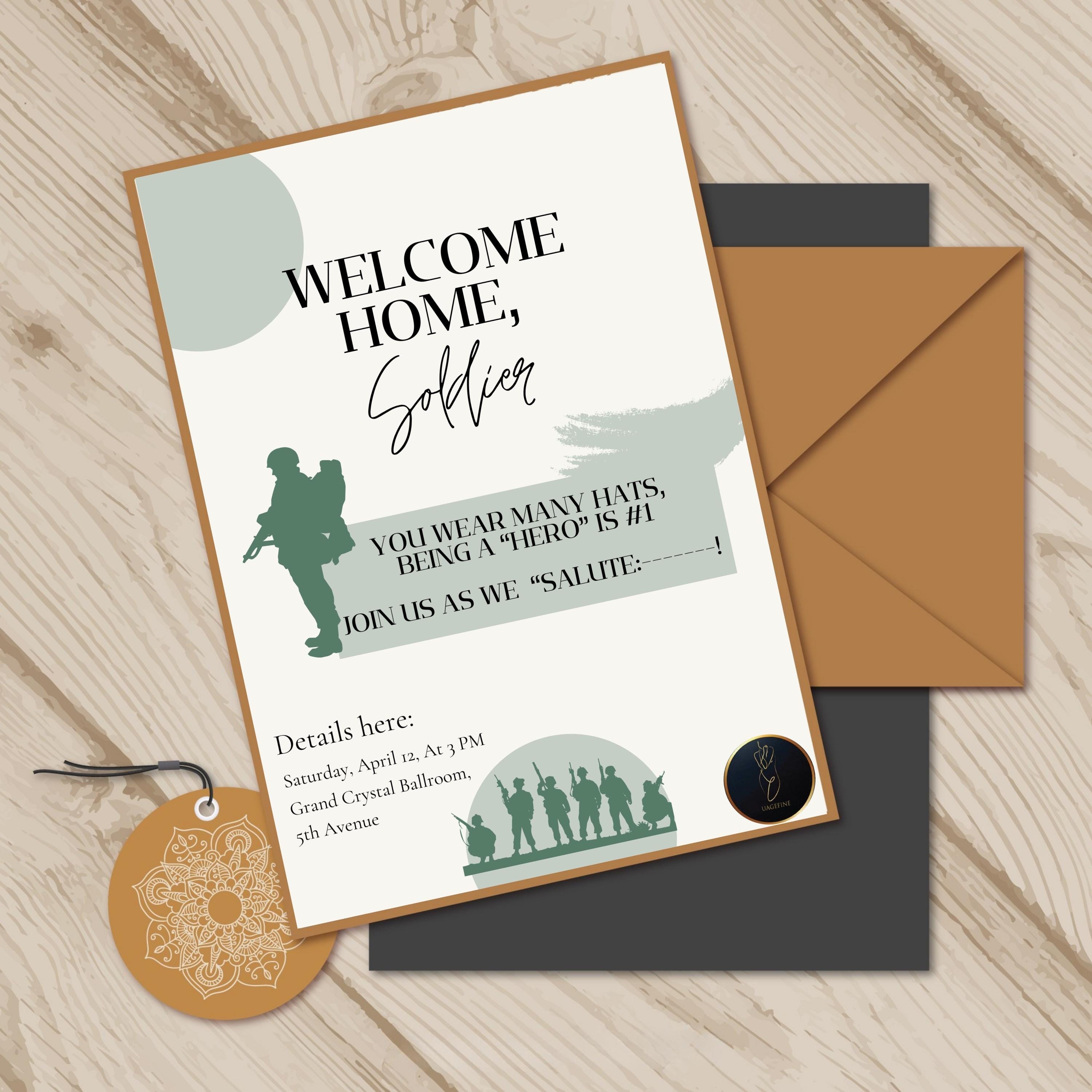 Customized Military Welcome Home Invite | Editable Soldier Homecoming ...