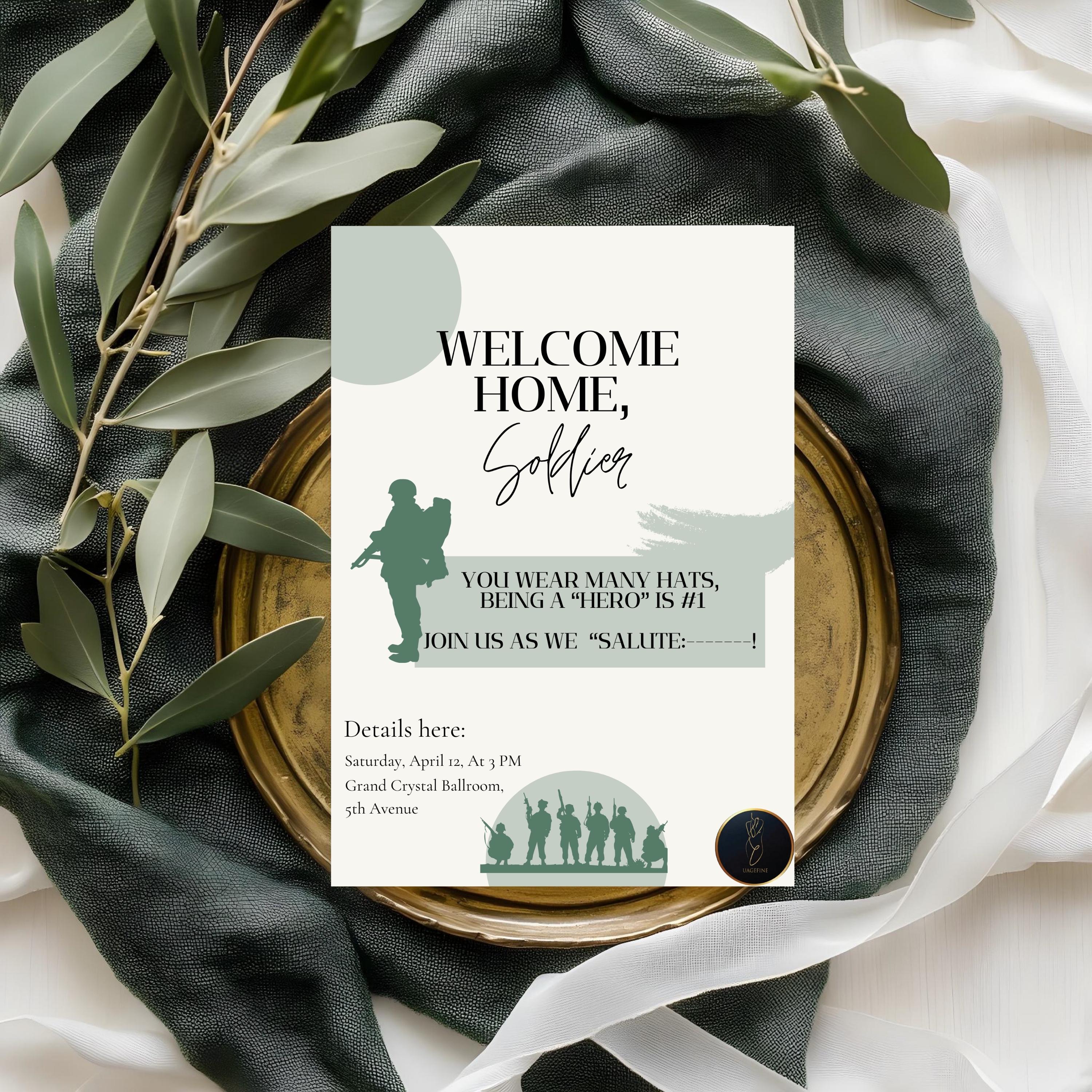 Customized Military Welcome Home Invite | Editable Soldier Homecoming ...