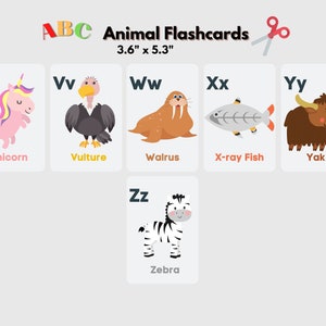 Animal Alphabet Flash Cards ABC Animal Flash Cards Alphabet Cards ...