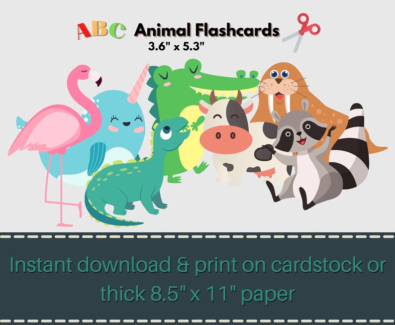 Animal Alphabet Flash Cards ABC Animal Flash Cards Alphabet Cards ...