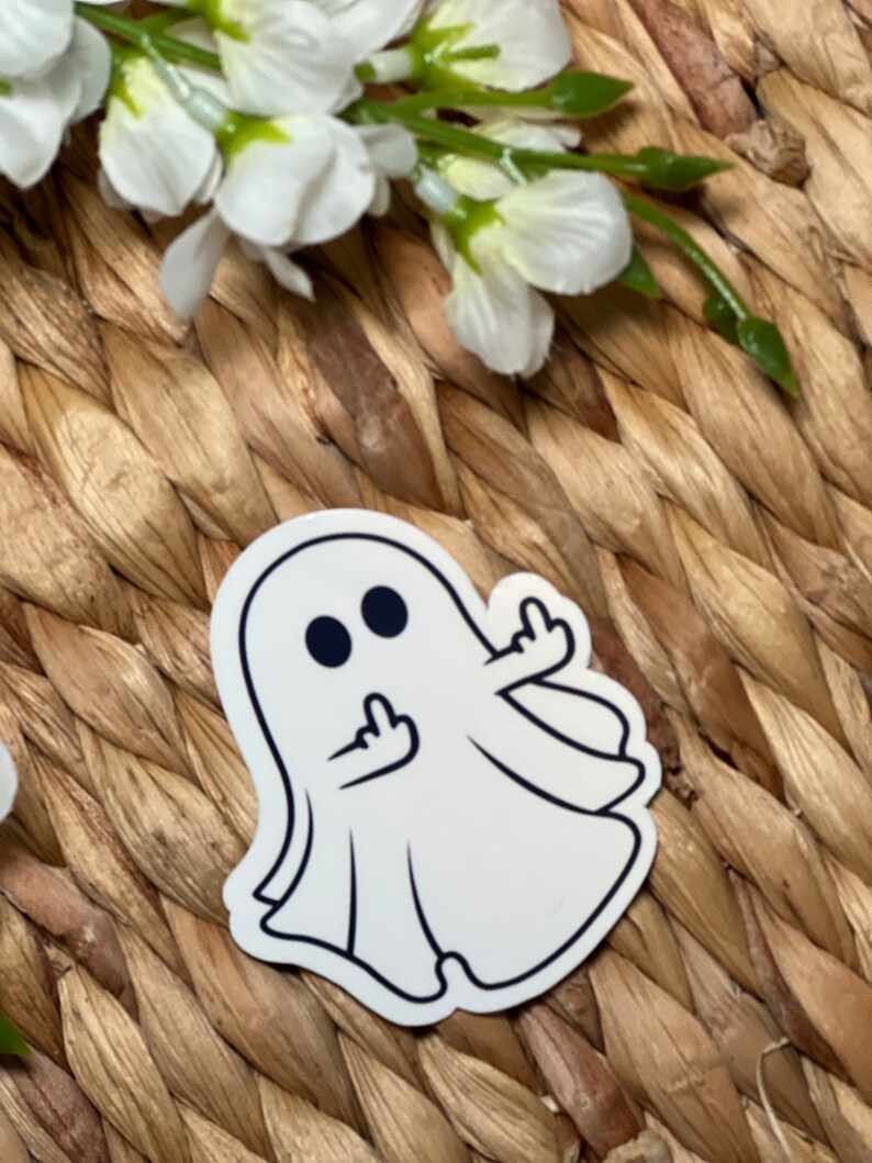 Middle Finger Ghost, Cute Ghost Sticker, Cute Ghost Middle Finger Decal ...