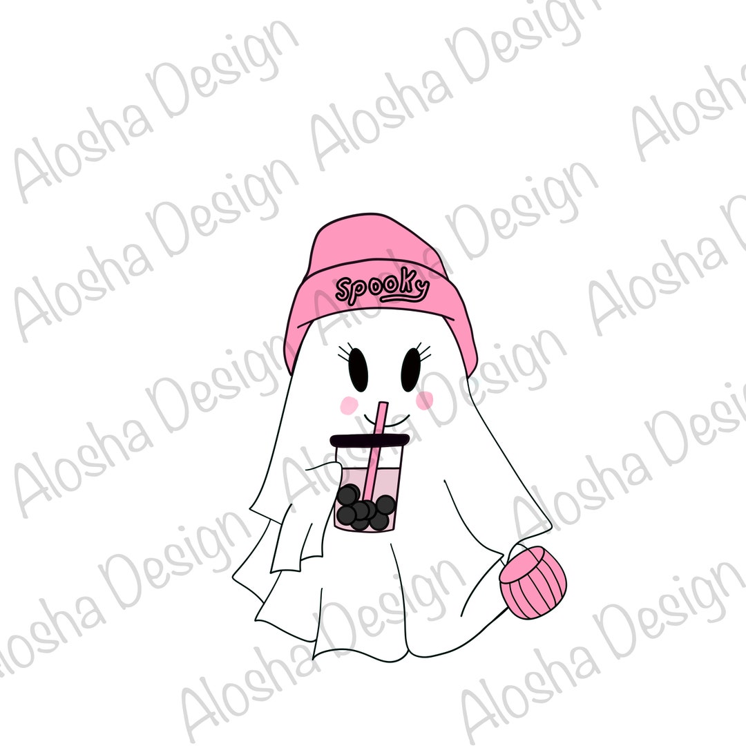 PNG Ghost Ghost PNG Cute Ghost Ong Cute Ghost Drinking Boba Drink Cute ...