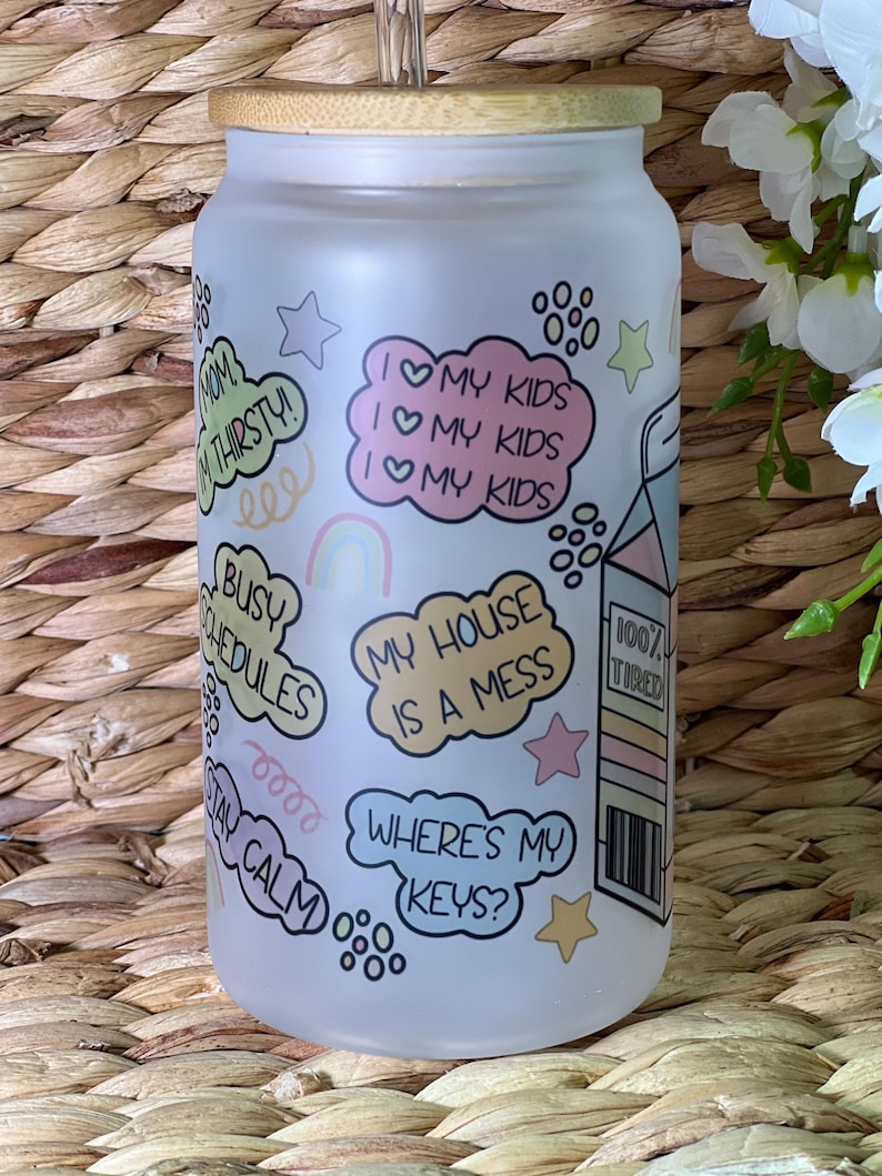 Mom Fuel Glass Can | Funny Mom Quote Tumbler, Overstimulated Moms - Etsy