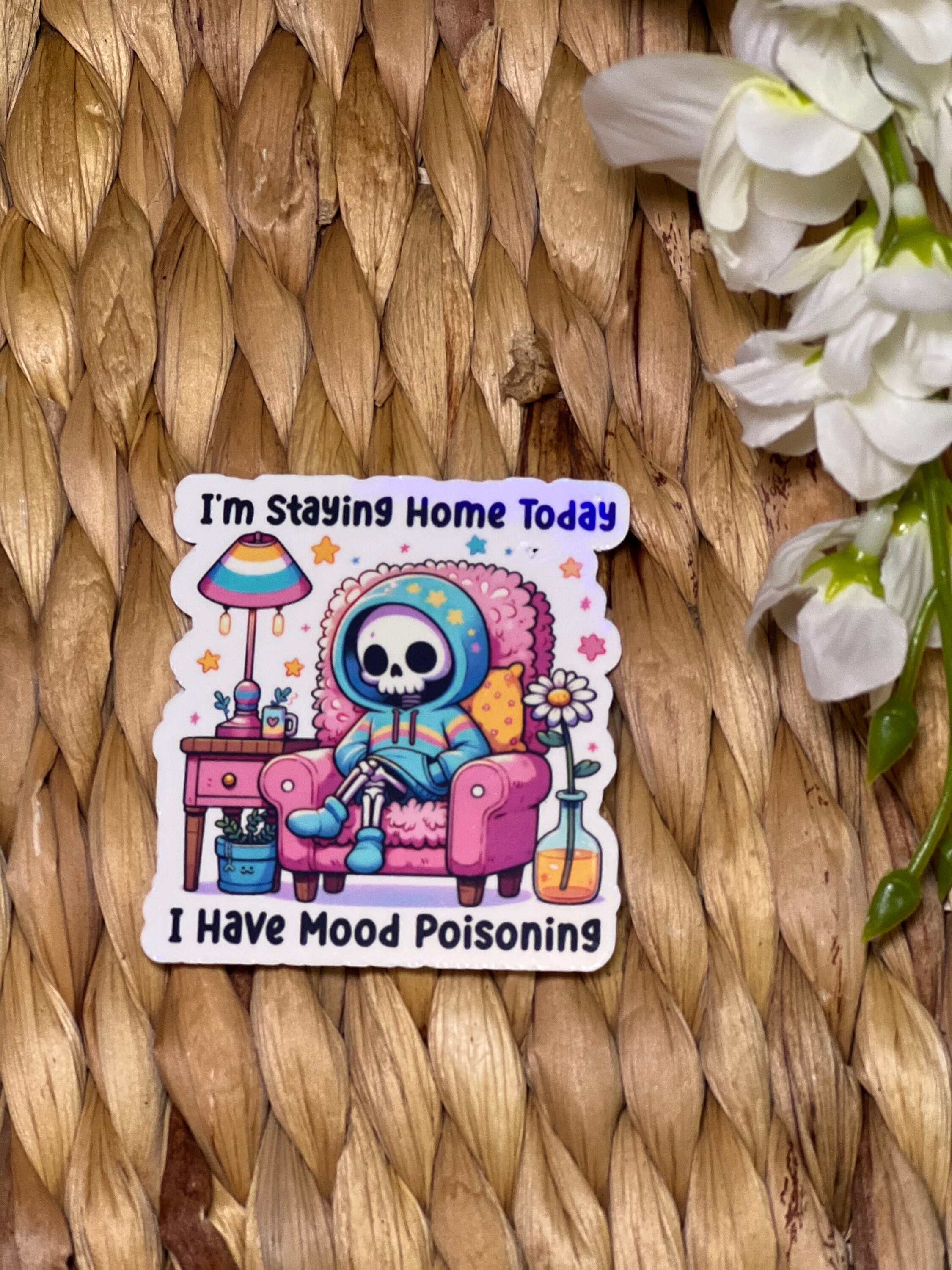 Skeleton Sticker, Holographic Sticker Skeleton With Mood Poisoning ...