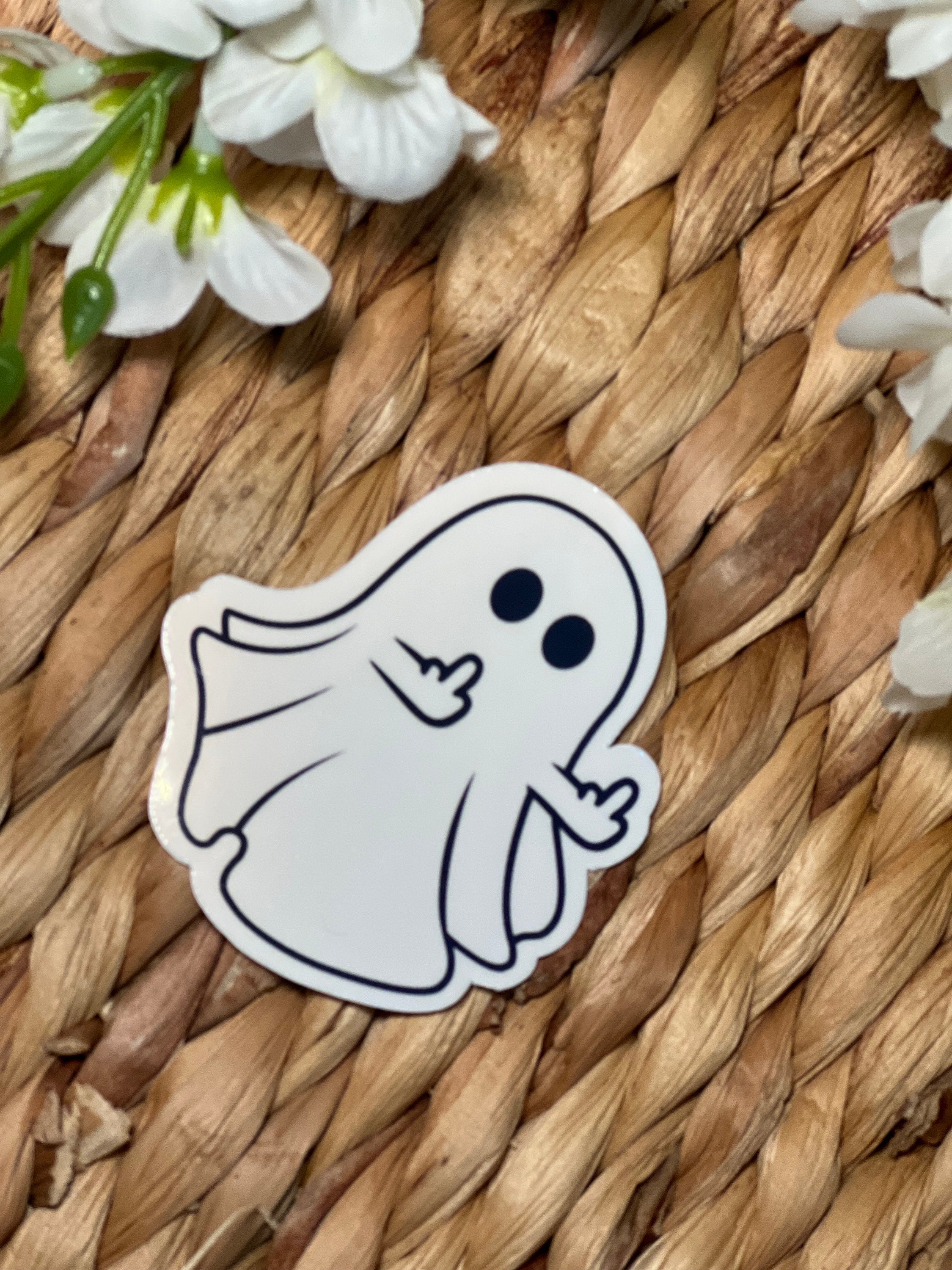 Ghost Middle Finger, Cute Ghost Sticker, Cute Ghost Middle Finger Decal ...