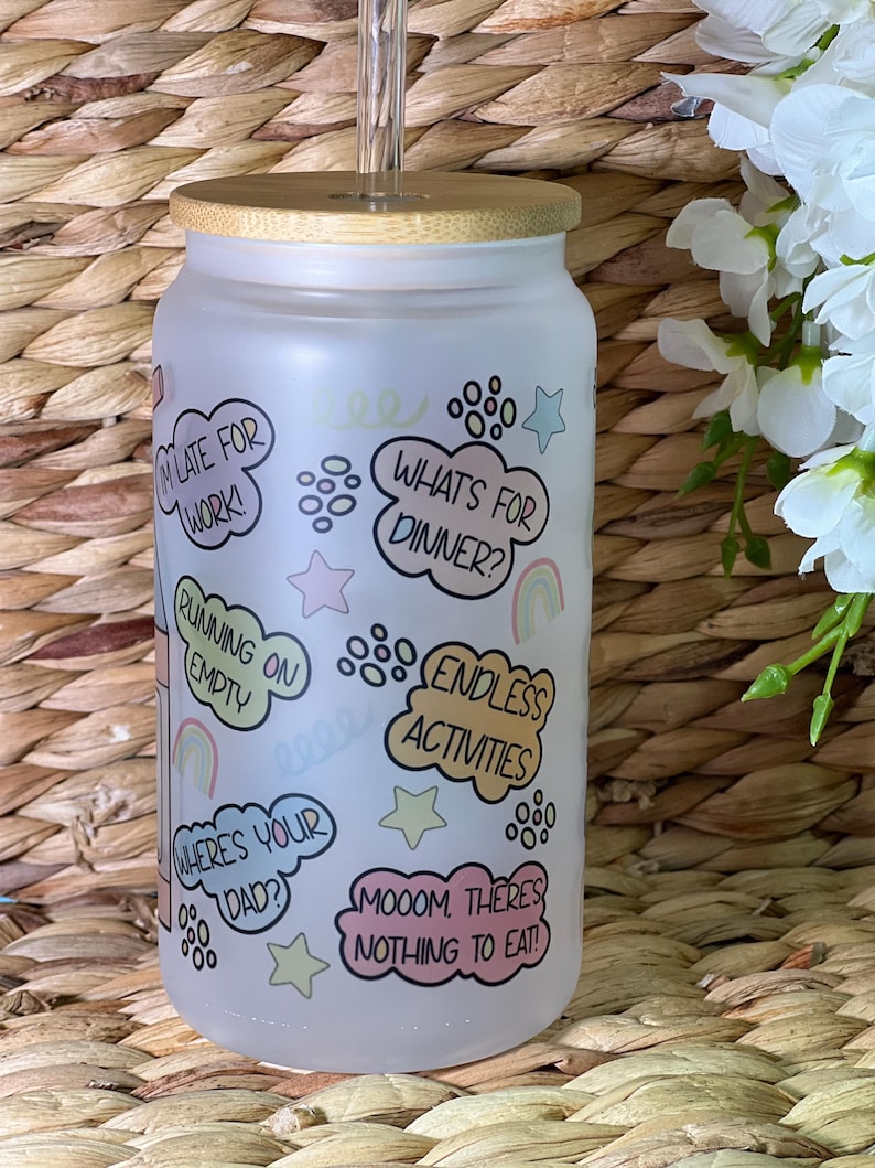 Mom Fuel Glass Can | Funny Mom Quote Tumbler, Overstimulated Moms - Etsy