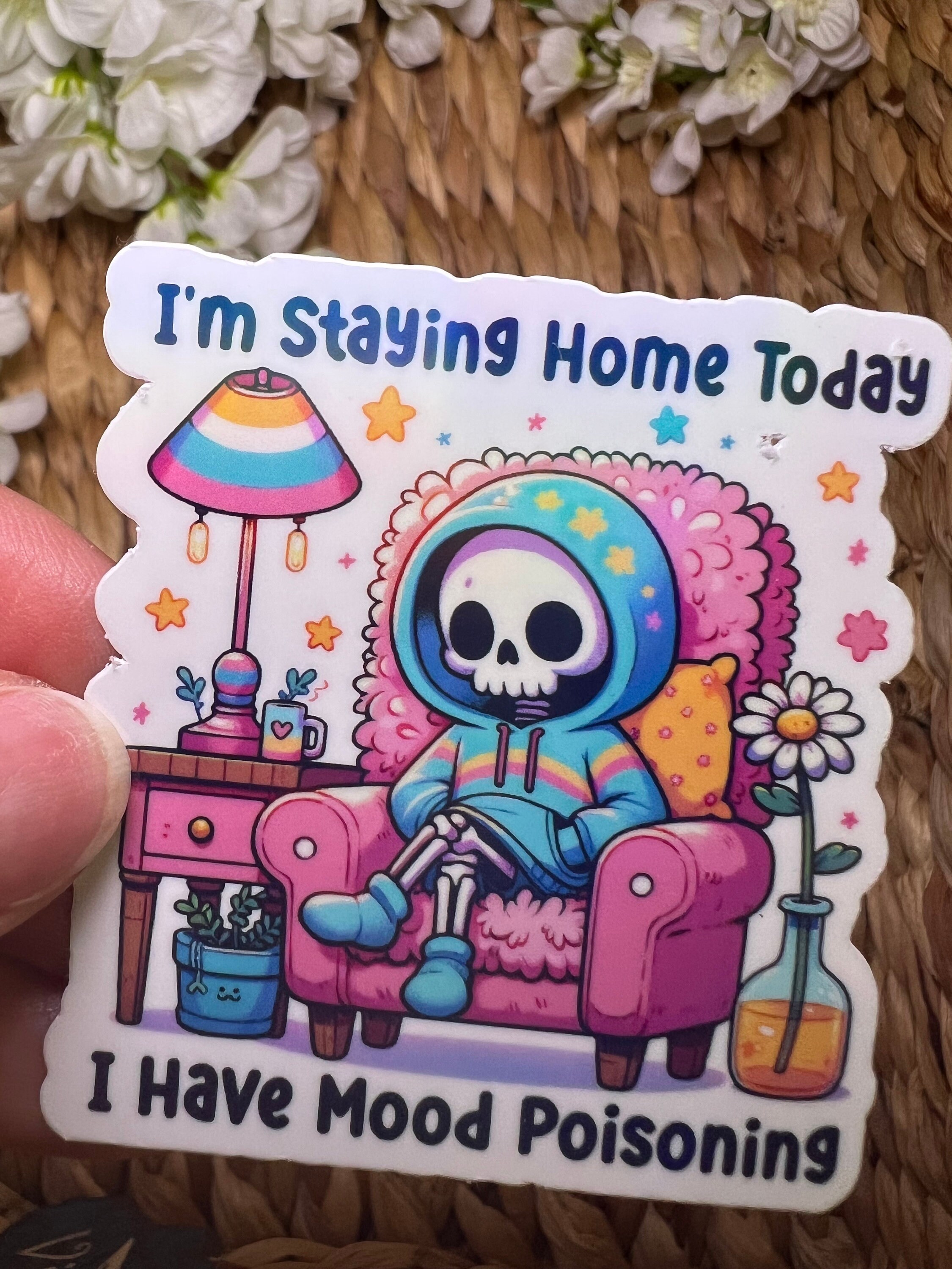 Skeleton Sticker, Holographic Sticker Skeleton With Mood Poisoning ...
